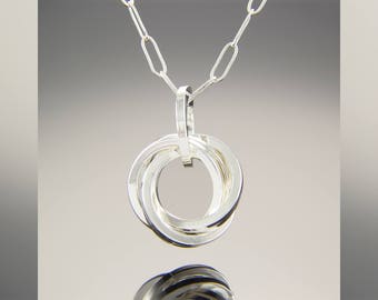 Silver round pendant | Etsy