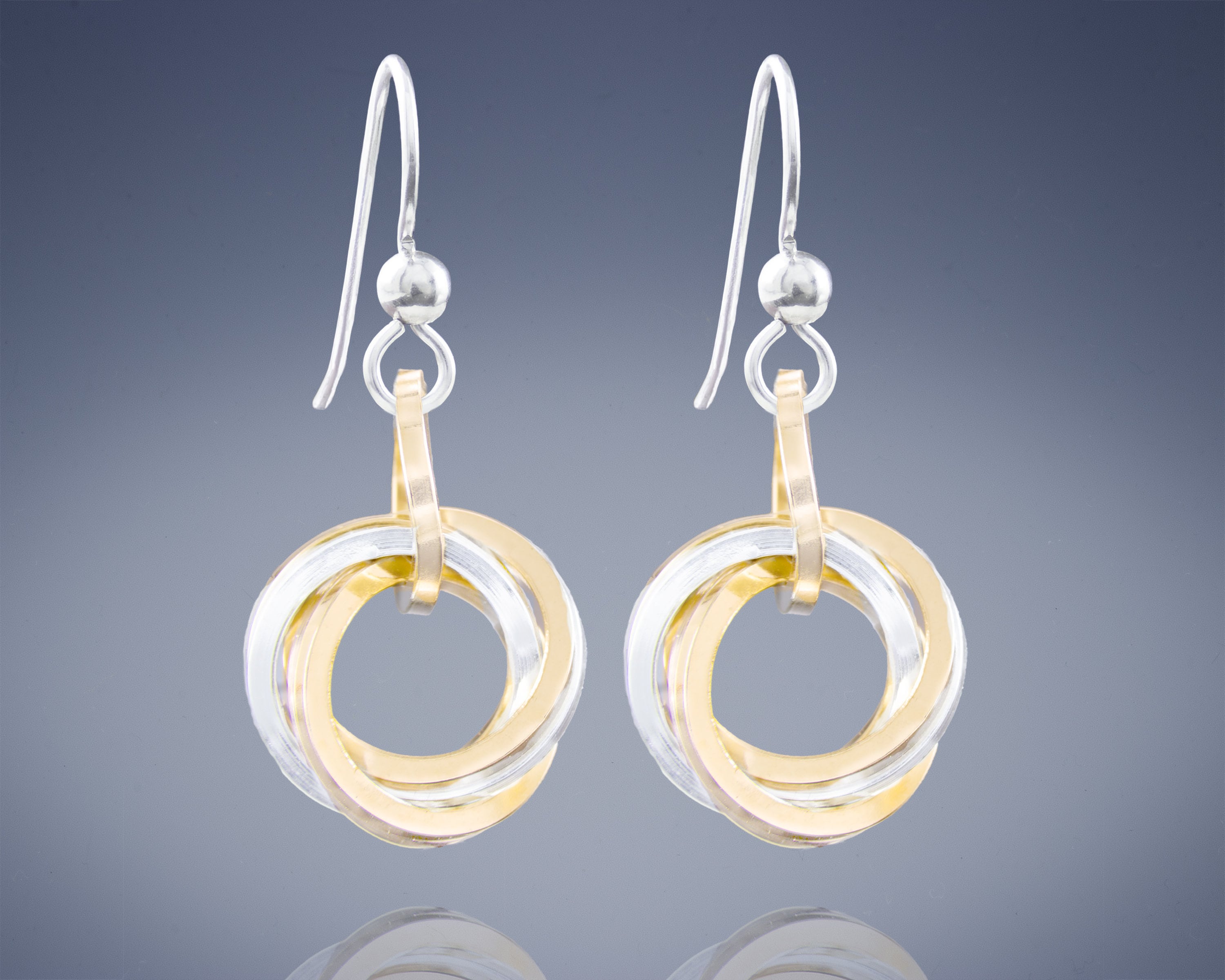 Silver and Gold Earrings Gold Filled, Mixed Metal Earrings Dangle, Gold ...