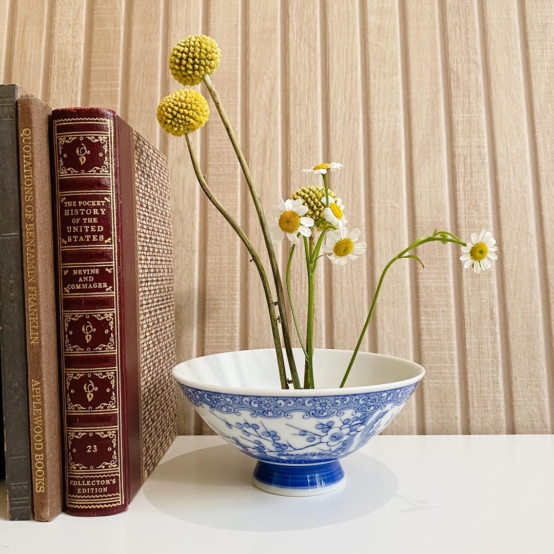 Vintage Rice Bowl Floral Vase - Etsy