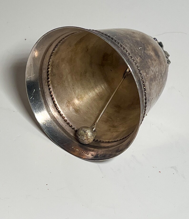Vintage Wallace Silver Plated Christmas Bell Poinsettia Enamel Top ...