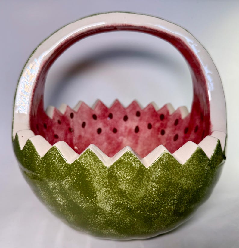 Vintage Ceramic Watermelon Basket | Summer Fruit Kitchen Decor | Retro ...