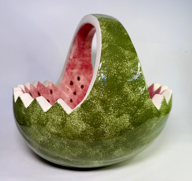 Vintage Ceramic Watermelon Basket | Summer Fruit Kitchen Decor | Retro ...