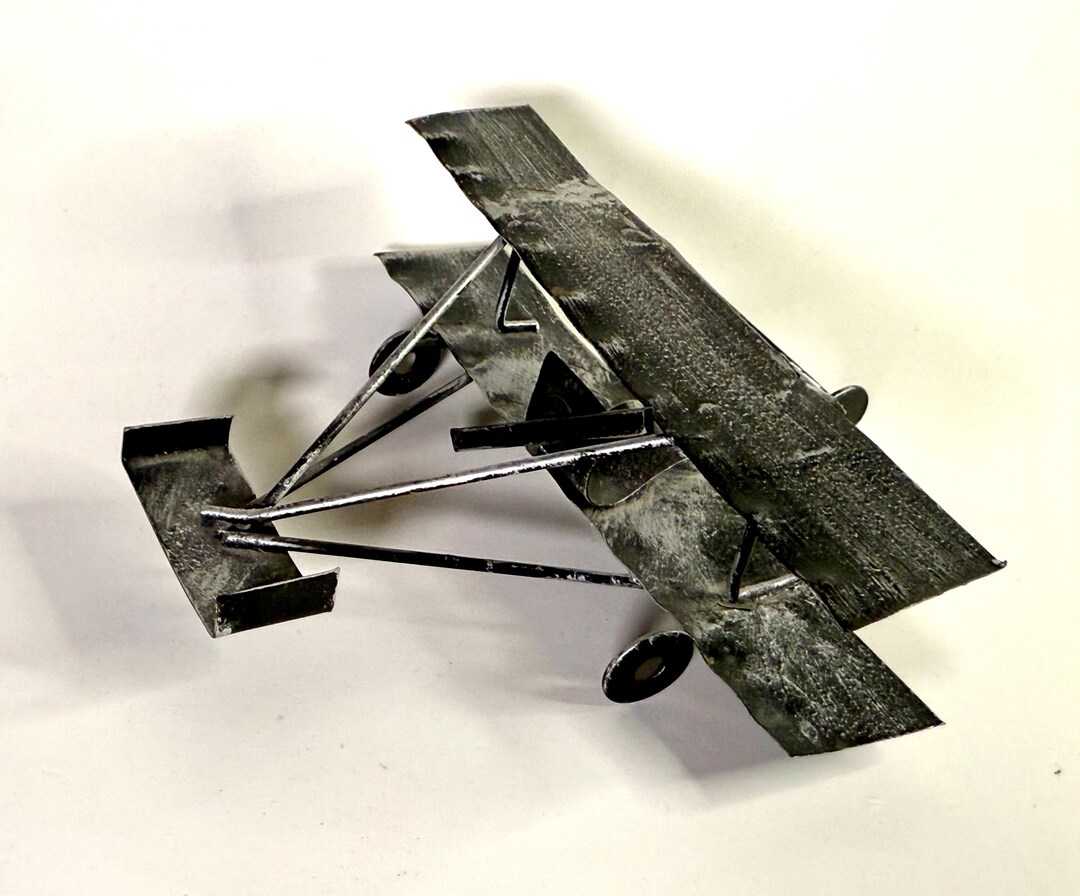 Vintage Style Handcrafted Metal Biplane Sculpture Rustic Aviation Decor ...
