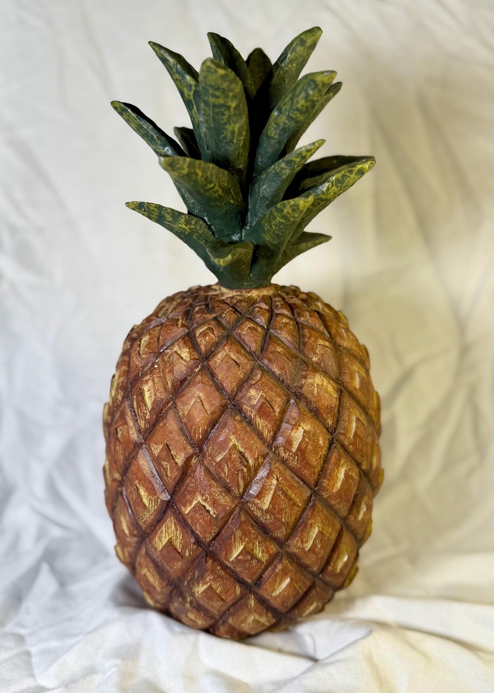 Signed David Harden Hand-carved Wooden Pineapple Sculpture – 11 ...