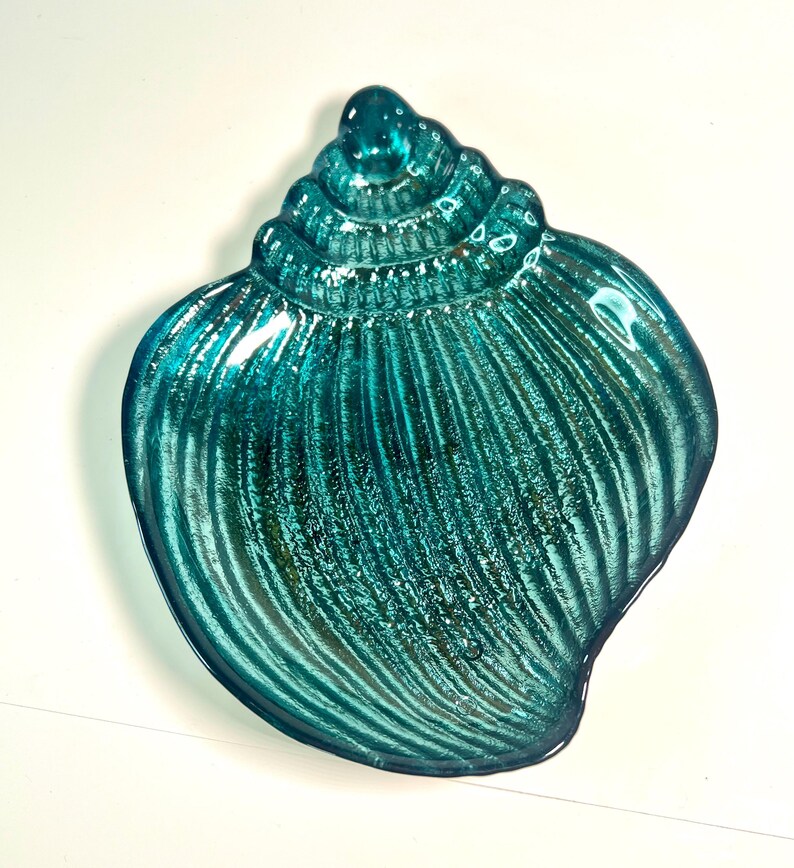 Vintage Turquoise Glass Shell Dish – Coastal Decor - Etsy