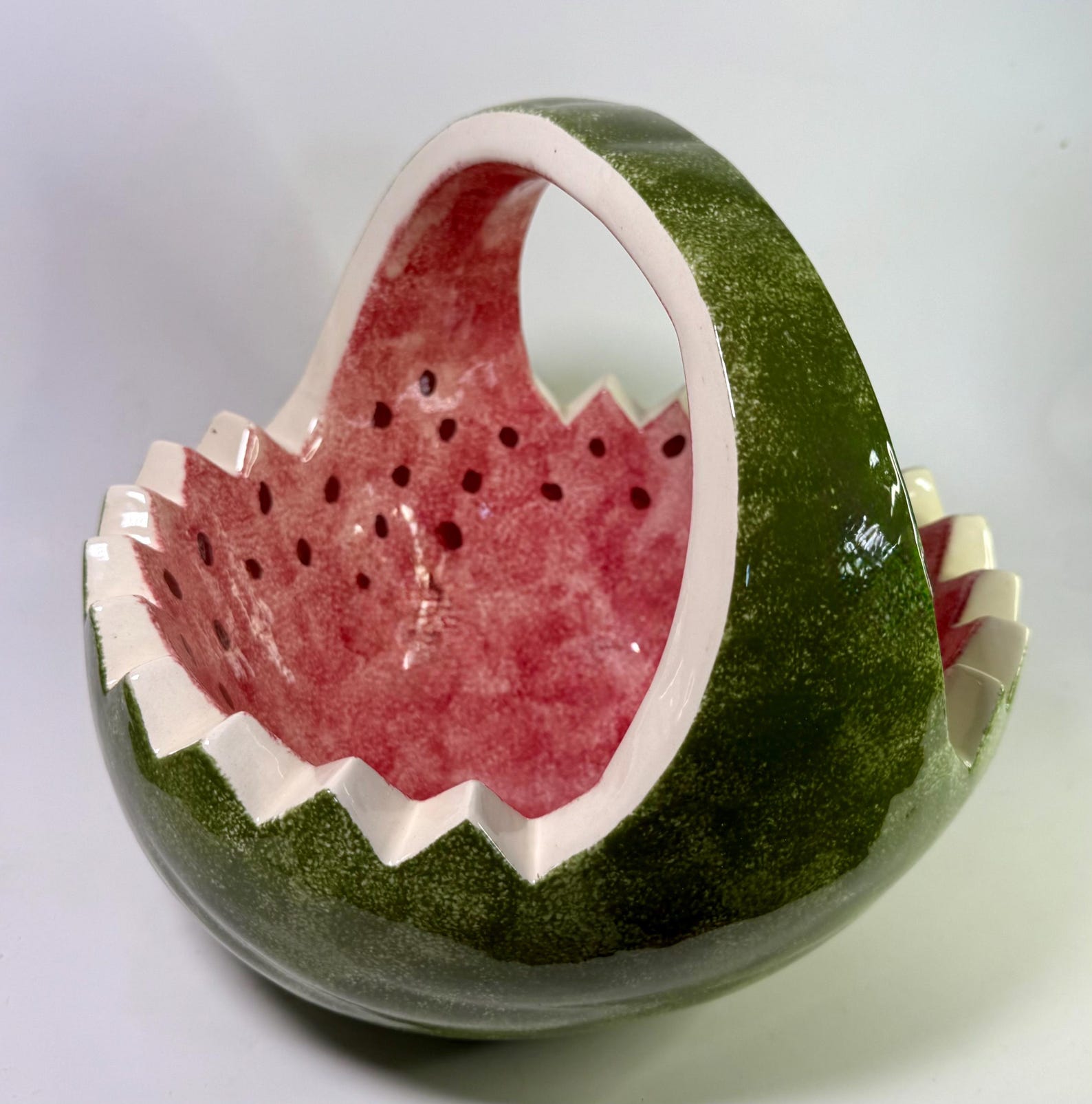Vintage Ceramic Watermelon Basket | Summer Fruit Kitchen Decor | Retro ...
