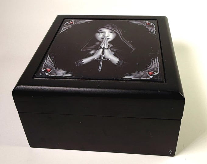 Anne Stokes Gothic Prayer Keepsake Box – Black Wooden Jewelry Box With ...