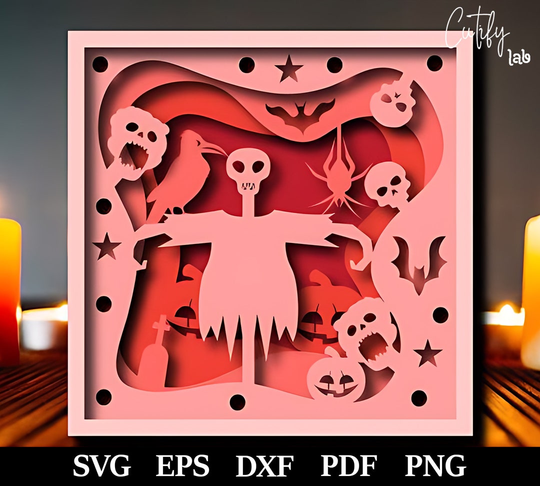 Ornamental Layered Paper Cut Gothic Skull Shadow Box SVG Template, DIY ...