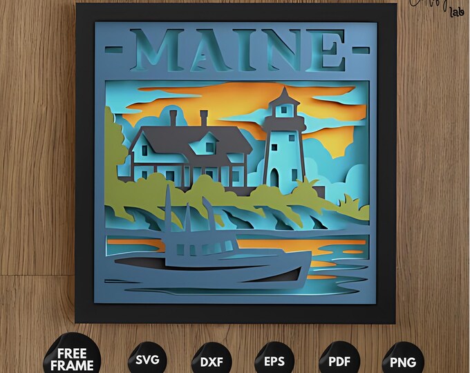 Sea Shadow Box SVG, 3d Papercut SVG, Layered Paper Art Template, Scroll Saw Pattern, Boat and ...