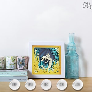 Floral Mermaid Ocean Shadow Box, Sea Svg, 3D Sea Wave Svg, Beach Shadow ...