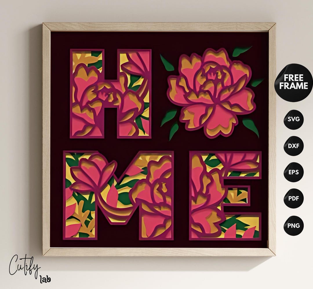 Spring Shadow Box SVG Home Shadow Box Flower Paper Cut 3D Rose Shadow ...