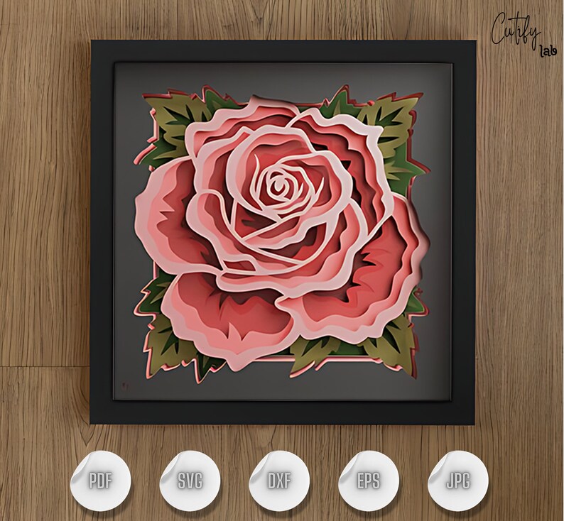 Flower Bundle 3D SVG 8x8 Shadow Box Gift, Valentine DIY 3D SVG Lightbox ...