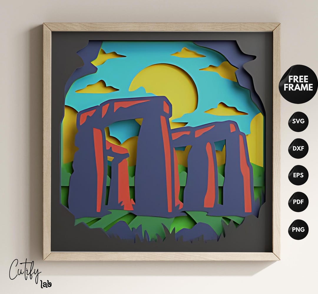 Stonehenge 3D Shadow Box SVG, Historical Landmark Papercut, Layered ...