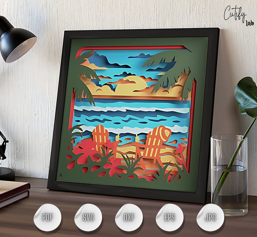 Beach Svg, Sea Svg, 3D SEA WAVE SVG, Beach Shadow Box, Wave Svg, Cricut ...