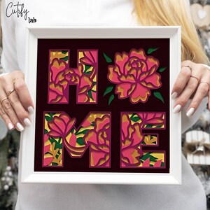 Spring Shadow Box SVG Home Shadow Box Flower Paper Cut 3D Rose Shadow ...