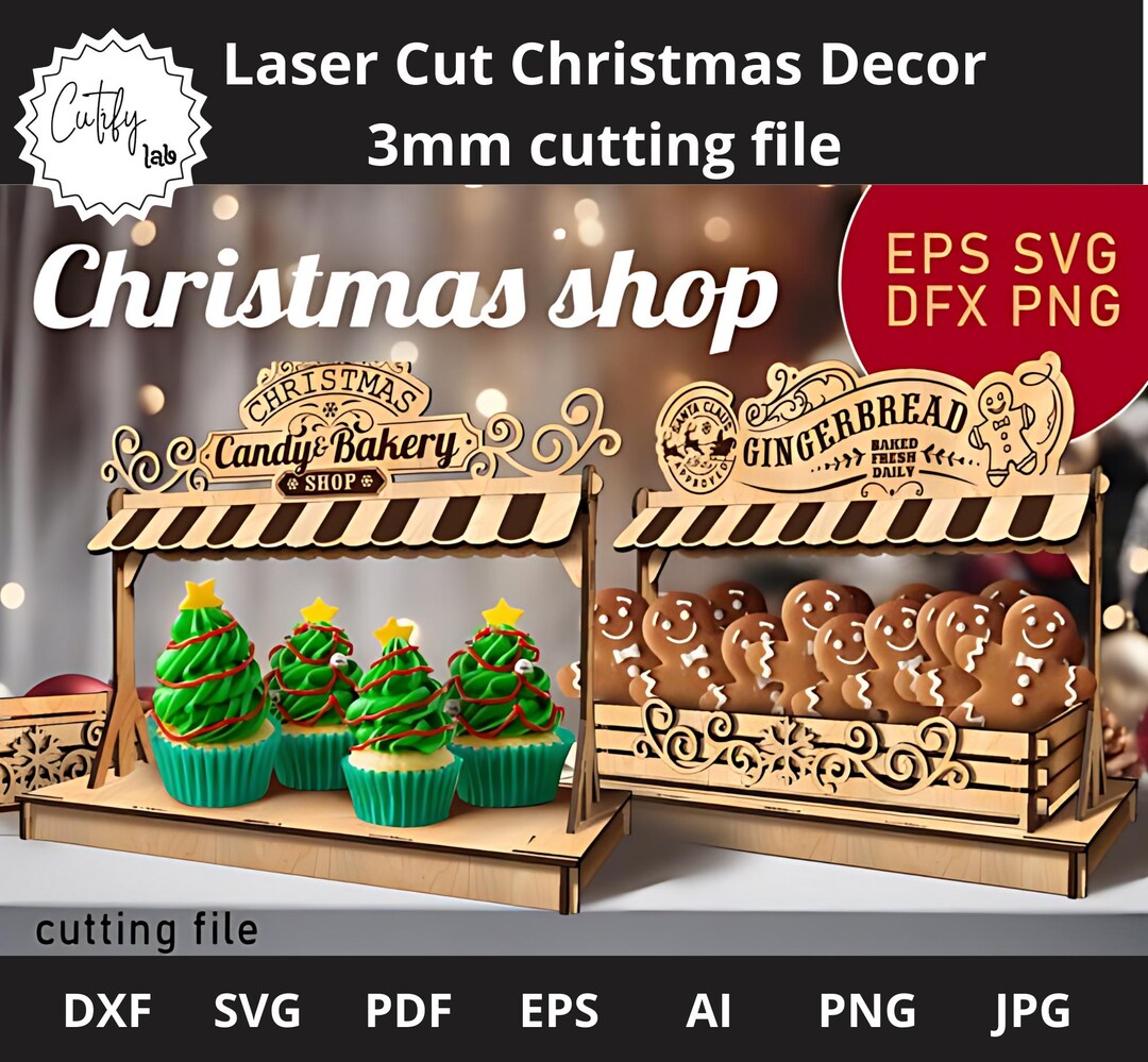 Christmas Shop SVG for Laser and Cut, Laser Cut DIY Christmas SVG Wood ...