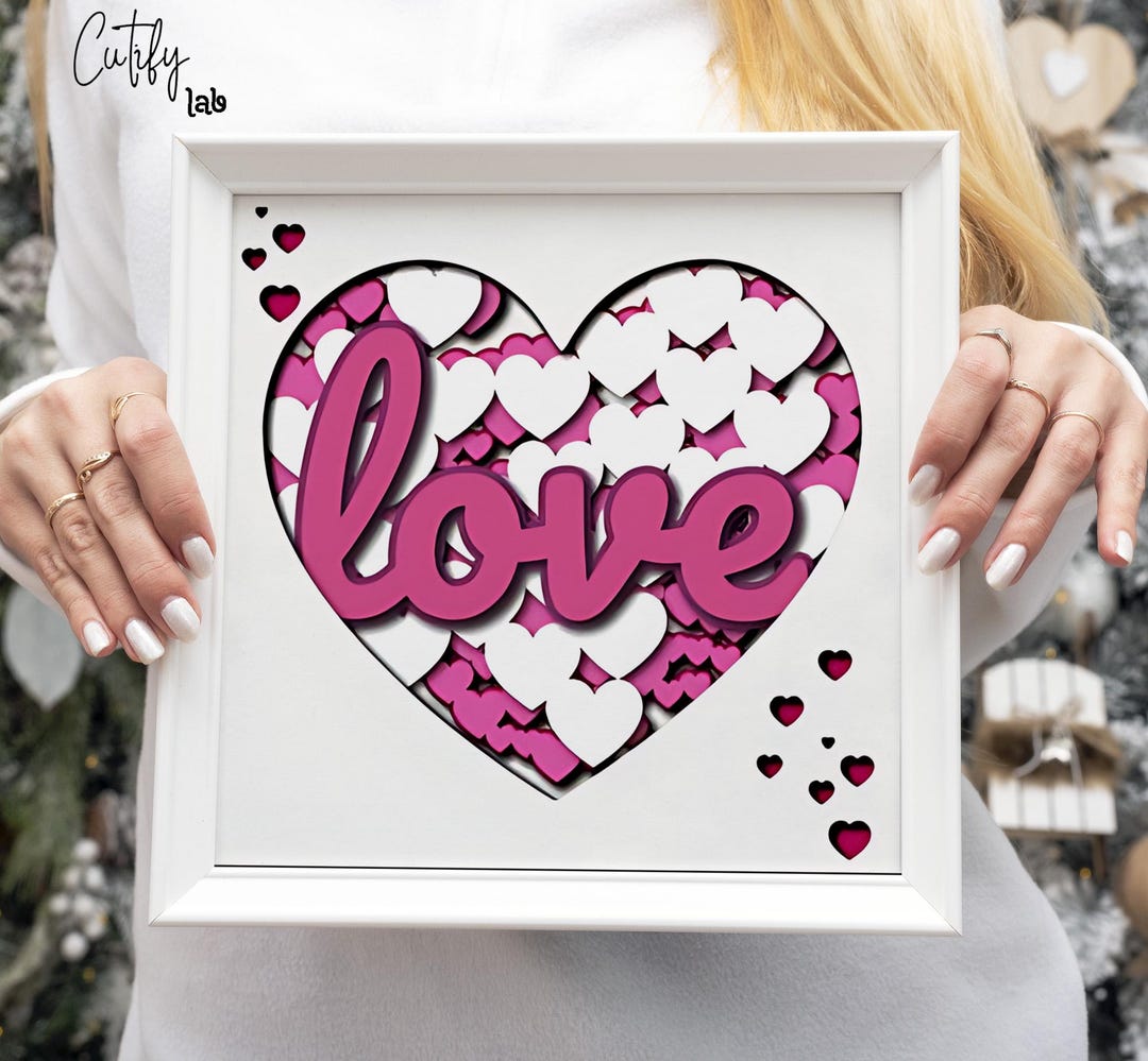 3D Heart of Love Shadow Box SVG Valentines Day Heart Shadow Box Paper ...