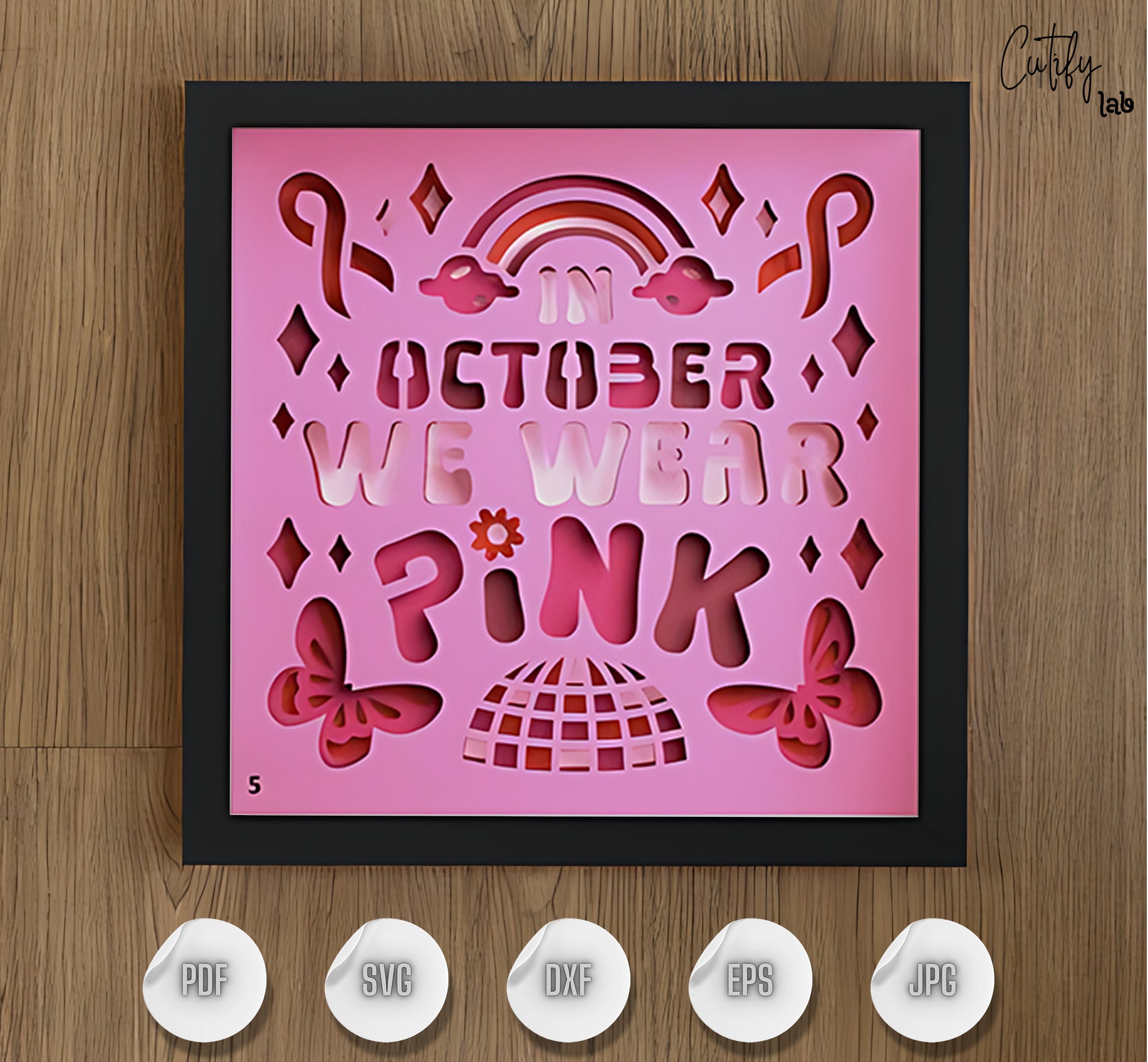 Pink October 3D Layered Paper Cut SVG Shadow Box Multilayered and ...