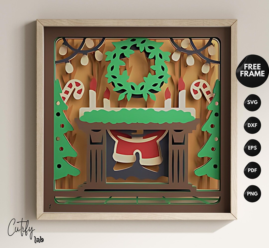 Santa Stuck on Chimney 3D Layered Paper Cut Files, 3D SVG Christmas ...