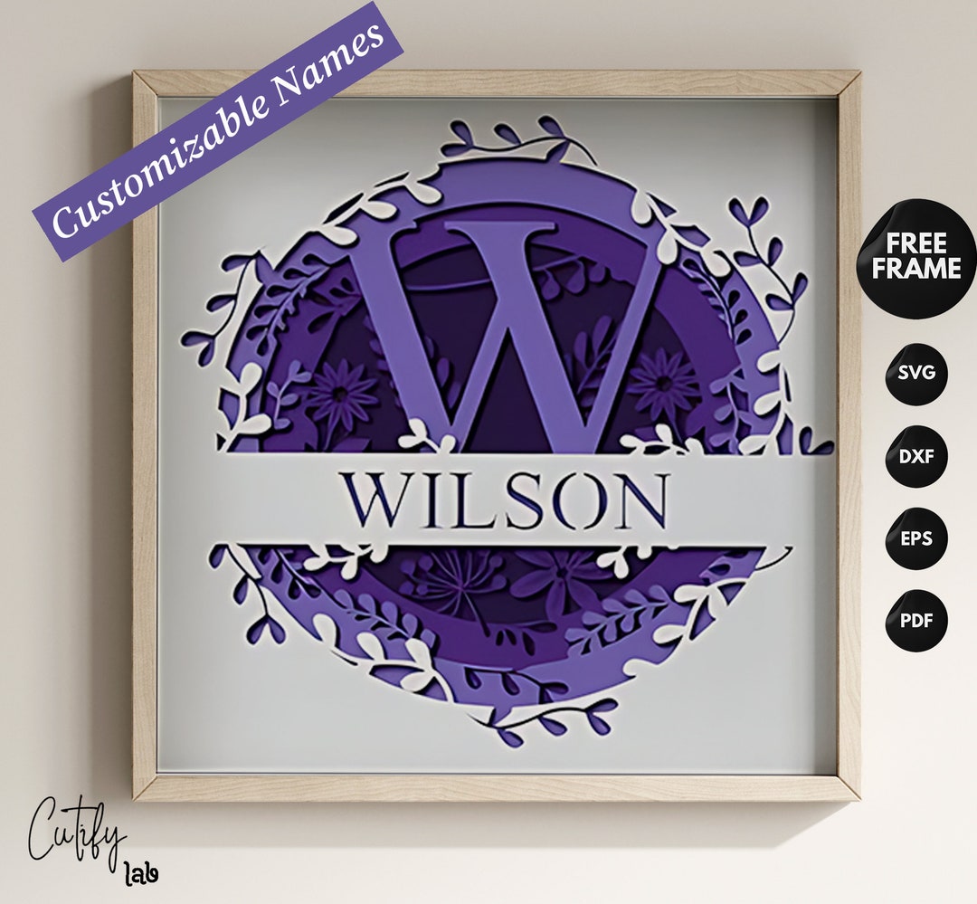3D Flower Split Monogram A-Z Shadow Box, Alphabet Family Name SVG ...