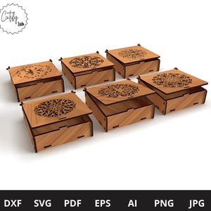 Laser Cut Box With Flip up Lid - Storage Box - 6 Different Box - 6 ...