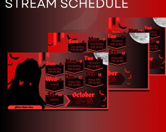 Gothic/vampire Stream Schedule Red Vtuber Twitch Youtube Weekly Canva - Etsy