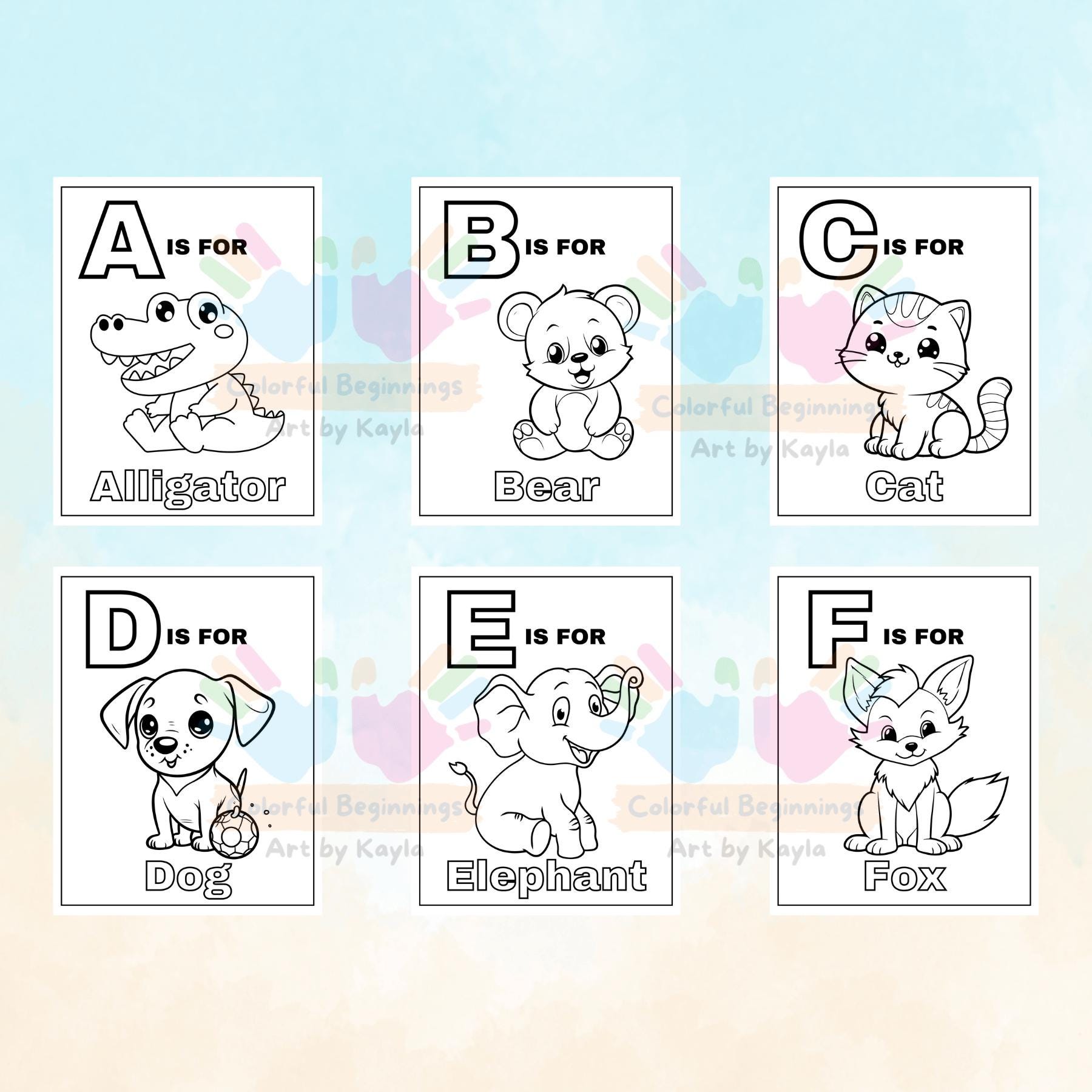 Dibujos para colorear del abecedario, letras de animales, dibujos para ...