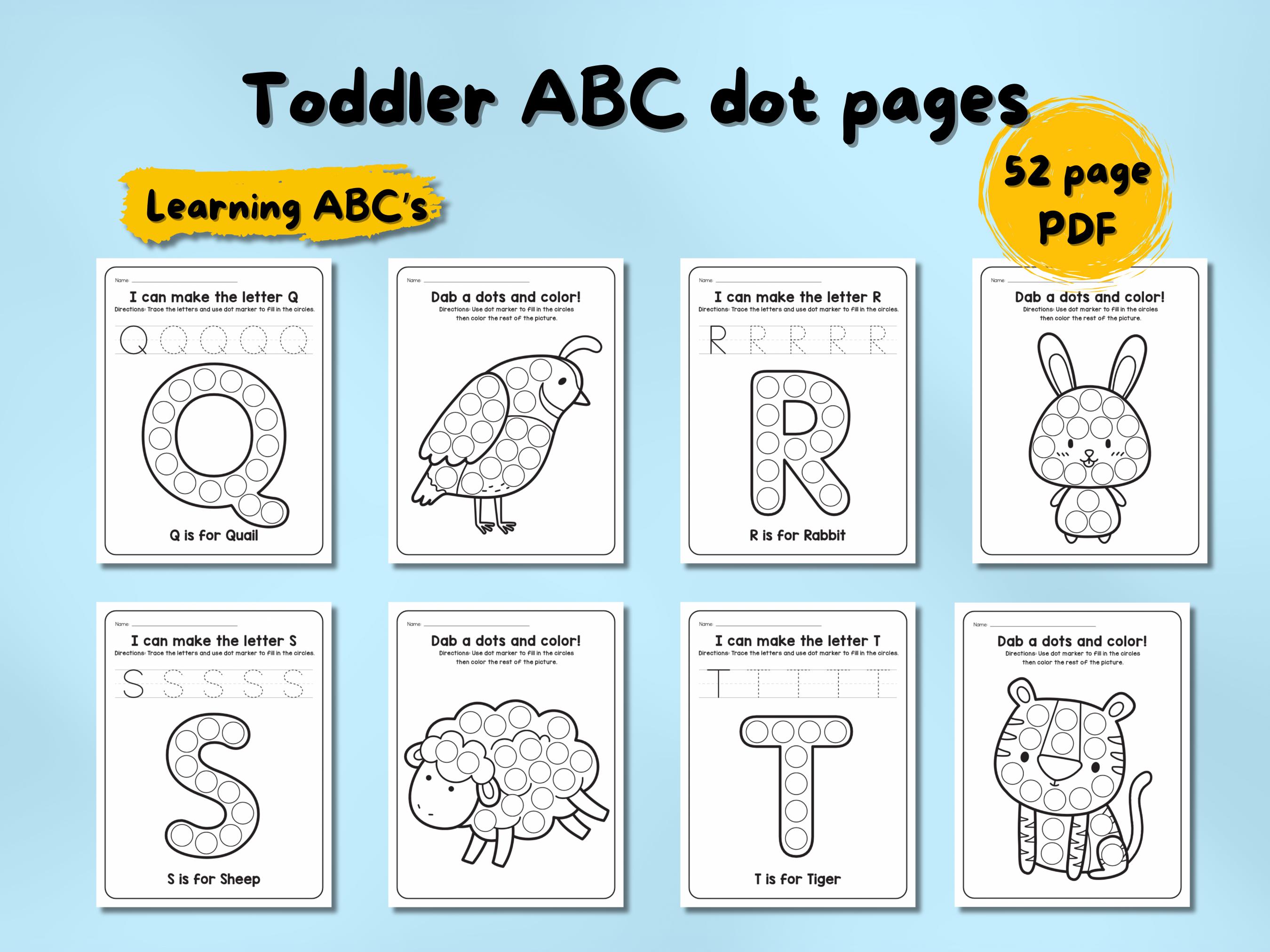 ABC Dot Pages, Dot Paint Animails, ABC Coloring Pages, Animal Letters ...
