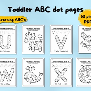 ABC Dot Pages, Dot Paint Animails, ABC Coloring Pages, Animal Letters ...