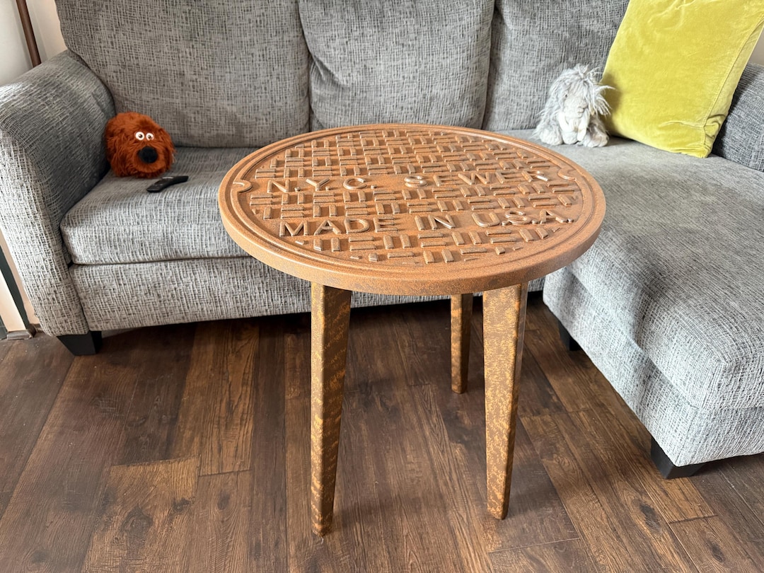 24" Diameter NYC Sewer Manhole Cover Coffee Table, 26" High. (local ...