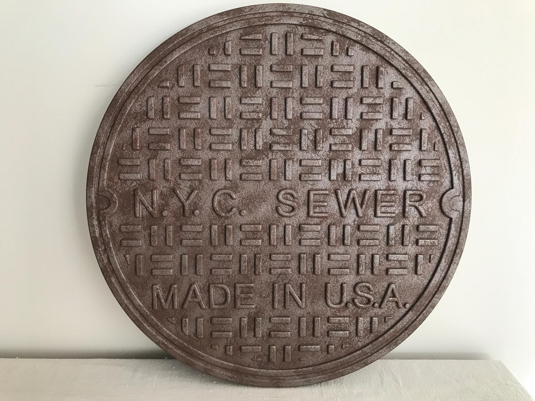 24" Replica New York Sewer Manhole Cover TABLE TOP Decor | Manhole ...