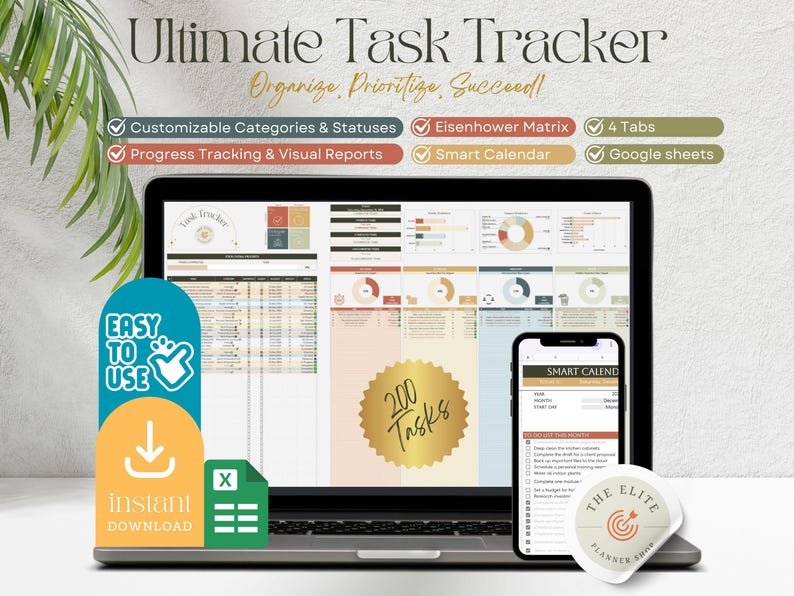 Task Tracker Google Sheets to Do List Templates Productivity Planner ...