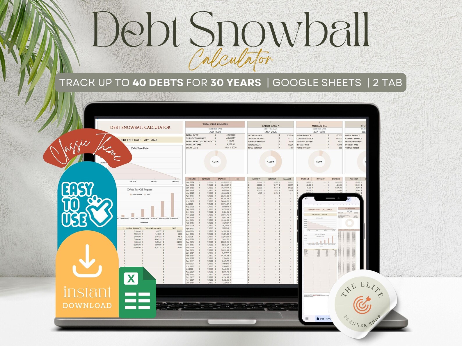 Debt Snowball Spreadsheet Google Sheet Debt Payoff Tracker Snowball ...