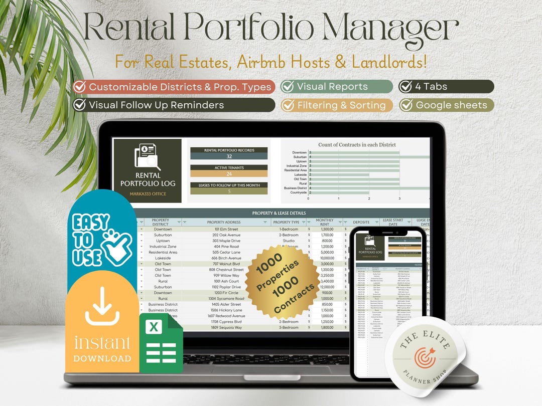 Rental Property Spreadsheet Landlord Property Management Google Sheets ...