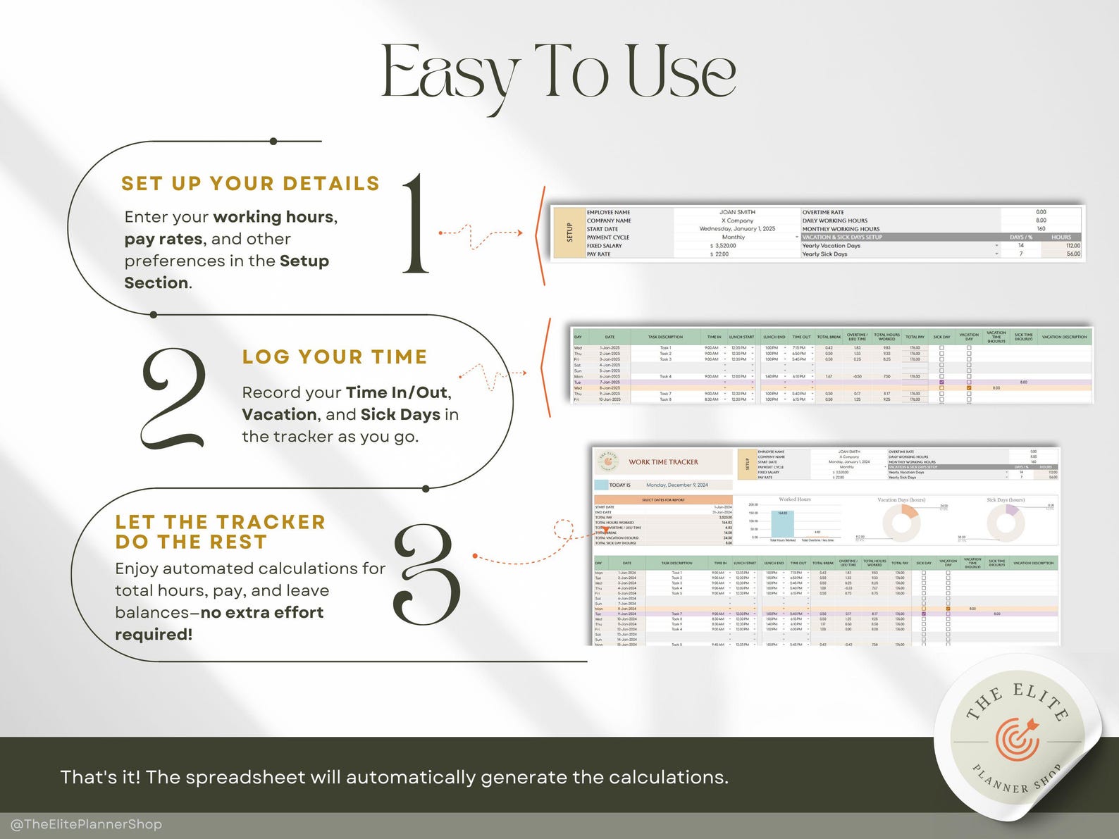 Work Time Tracker Google Sheets Timesheet Tracker Employee Timesheet ...