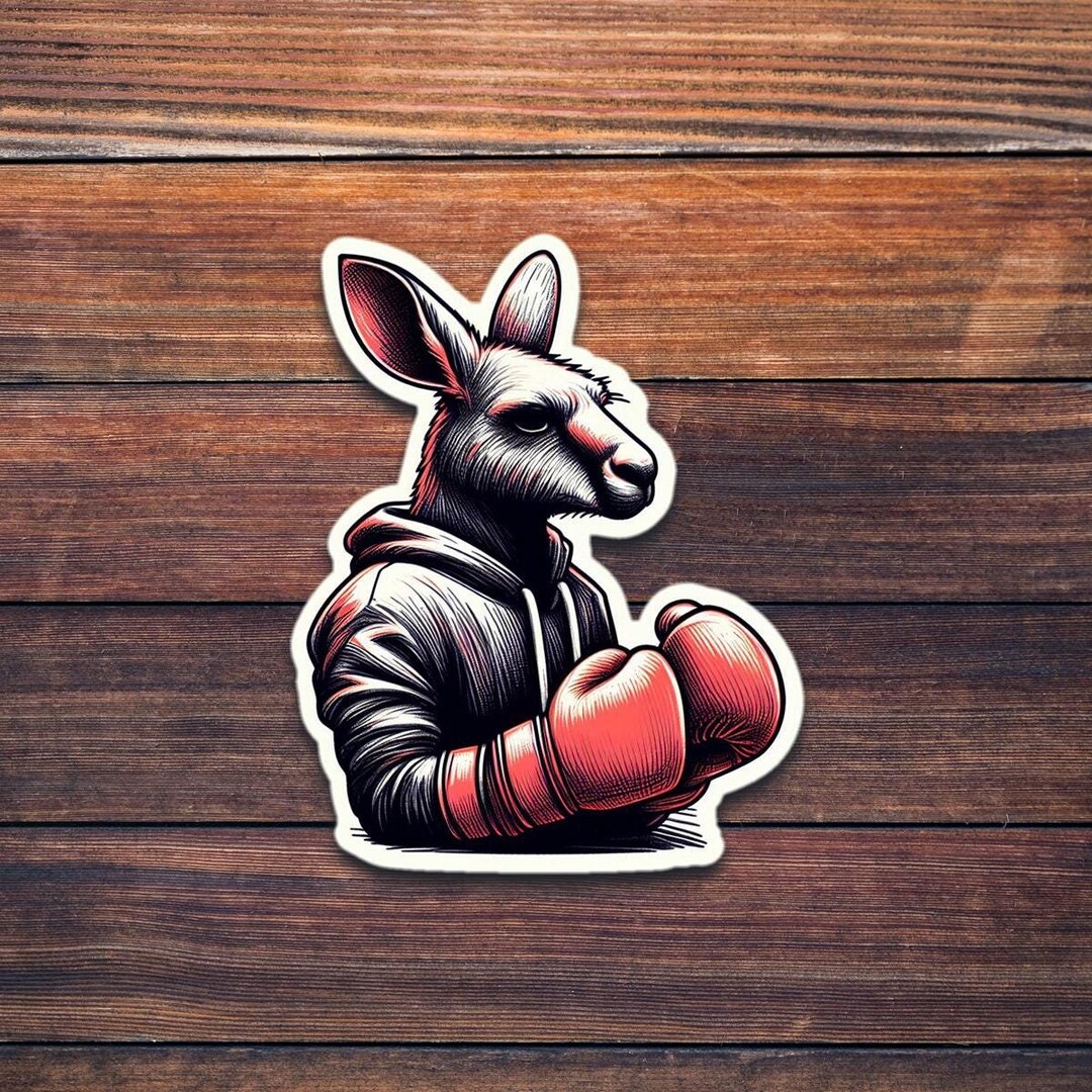 Cartoon Boxing Kangaroo Sticker, Fight Animal, Funny Animal Stickers ...