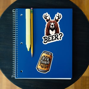 Cartoon Beer Bear Sticker, Deer Antlers, Cute Animal Stickers, Tumbler ...