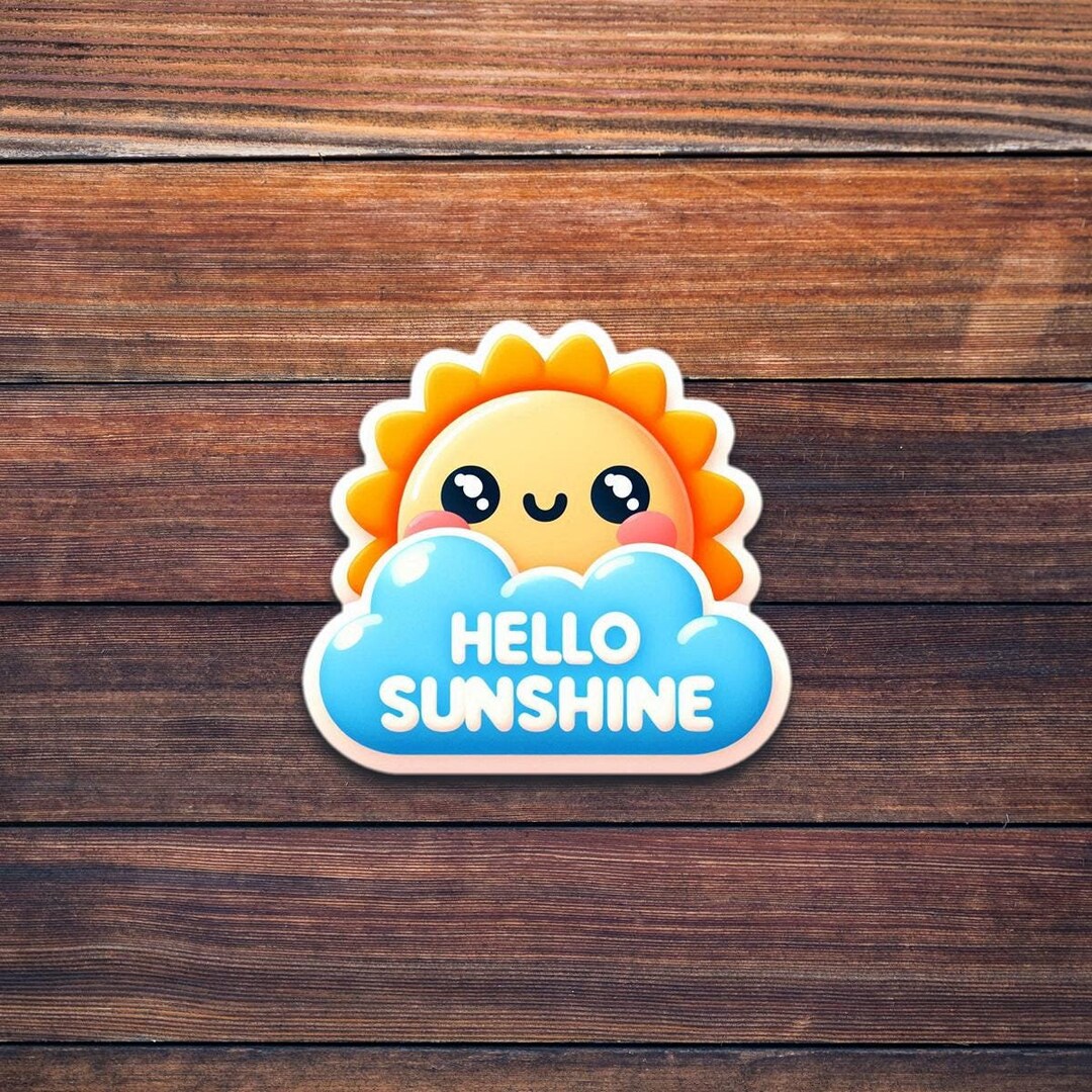 Cartoon Sun Sticker, Hello Sunshine, Cute Sun and Cloud Stickers ...