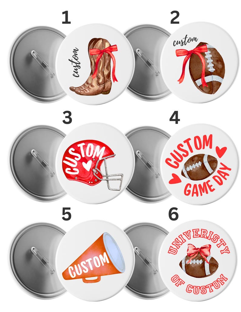 Red Game Day Buttons | Football Spirit Pins | Tailgate Accessories ...