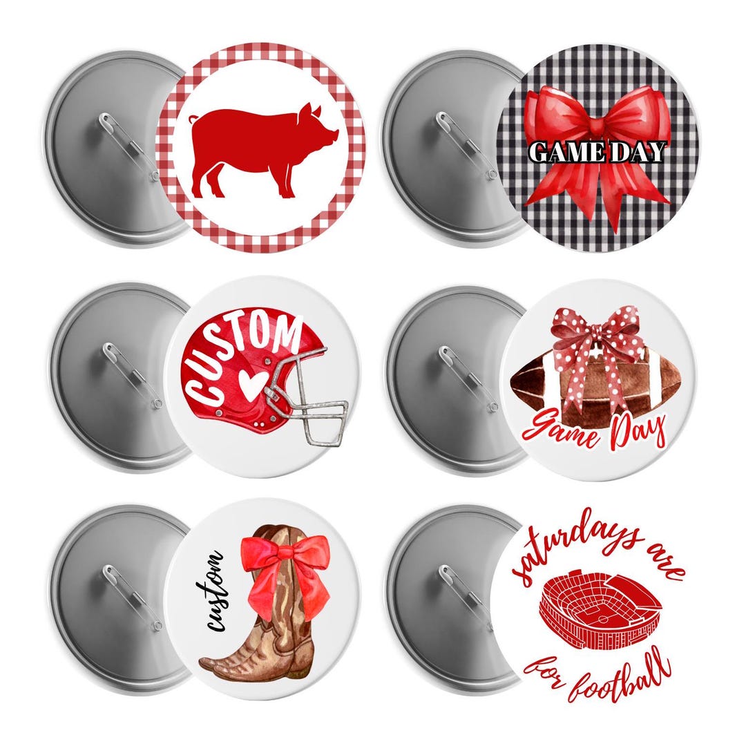 Red and White Game Day Buttons Football Pins - Etsy
