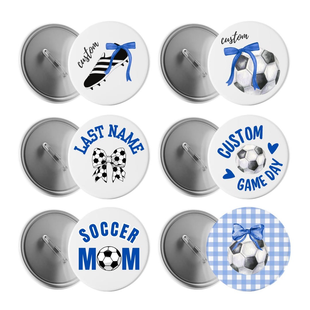 Blue Game Day Buttons | Soccer Spirit Pins | Tournament Accessories ...