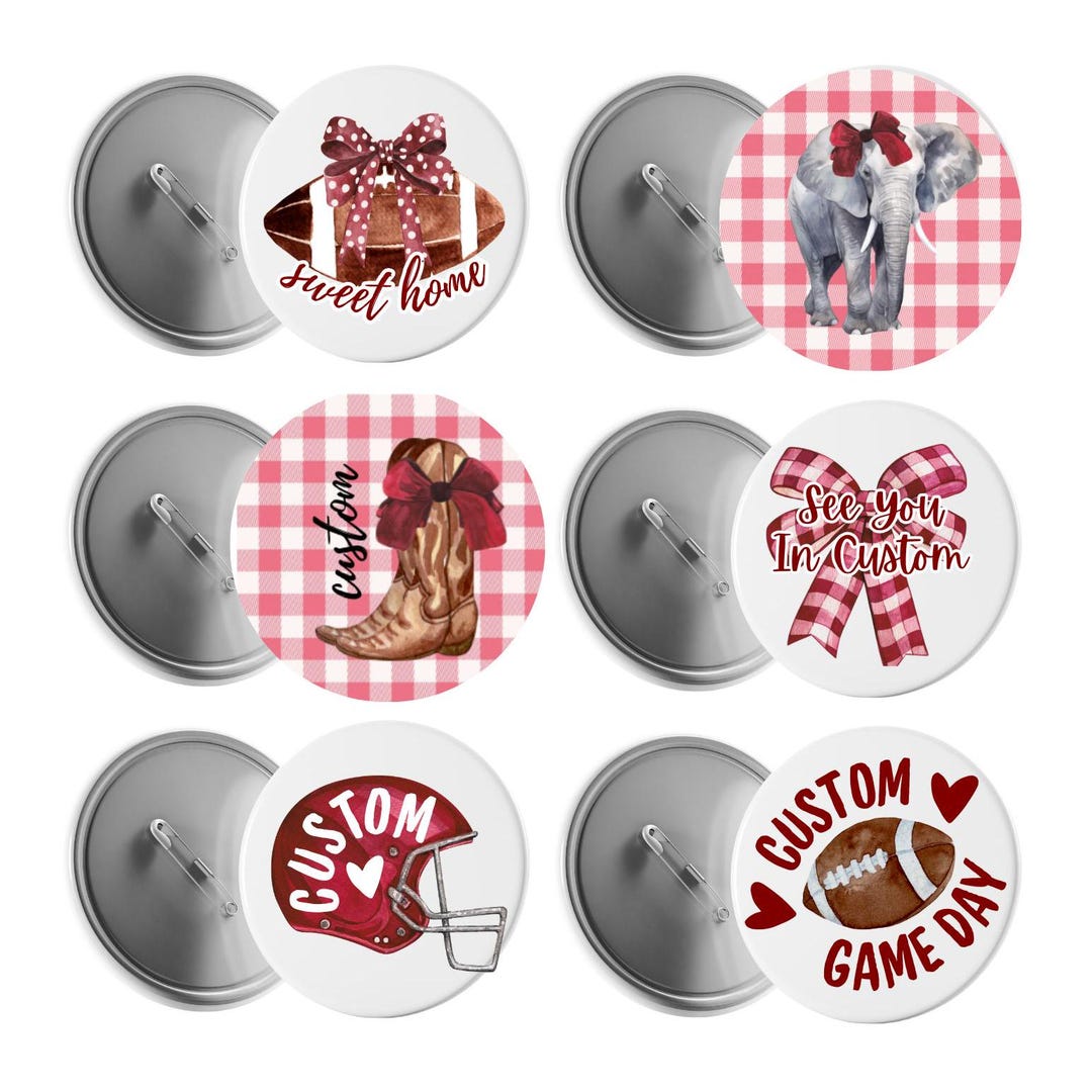 Crimson and Black Game Day Football Pins | Custom Team Spirit ...