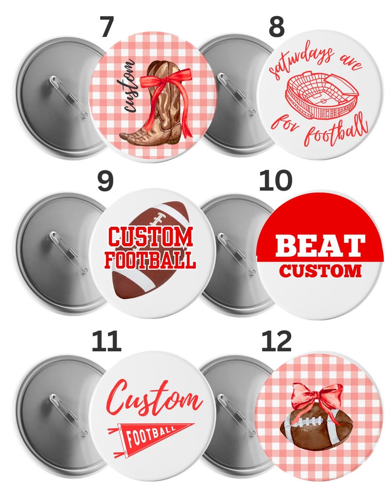 Red Game Day Buttons | Football Spirit Pins | Tailgate Accessories ...