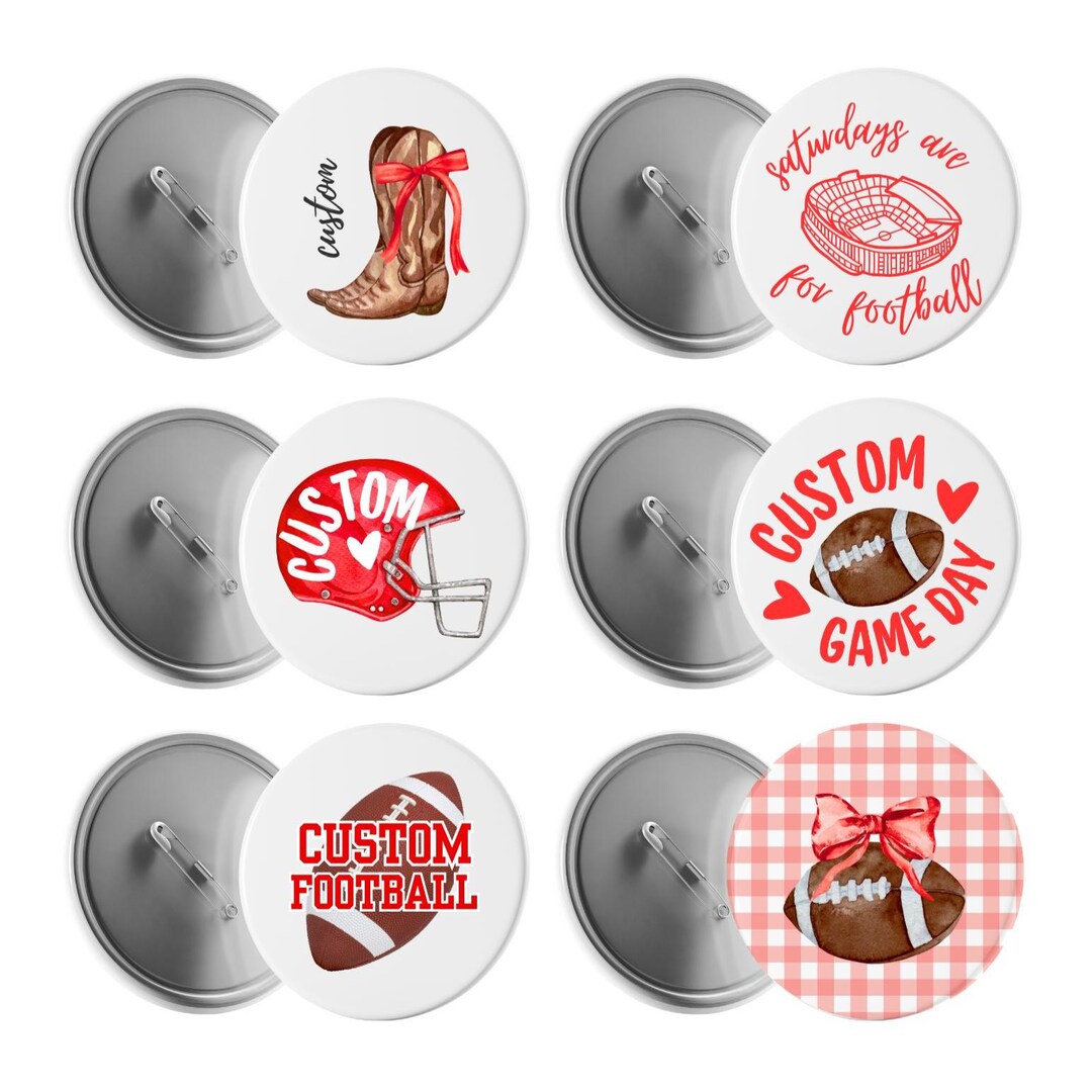 Red Game Day Buttons | Football Spirit Pins | Tailgate Accessories ...