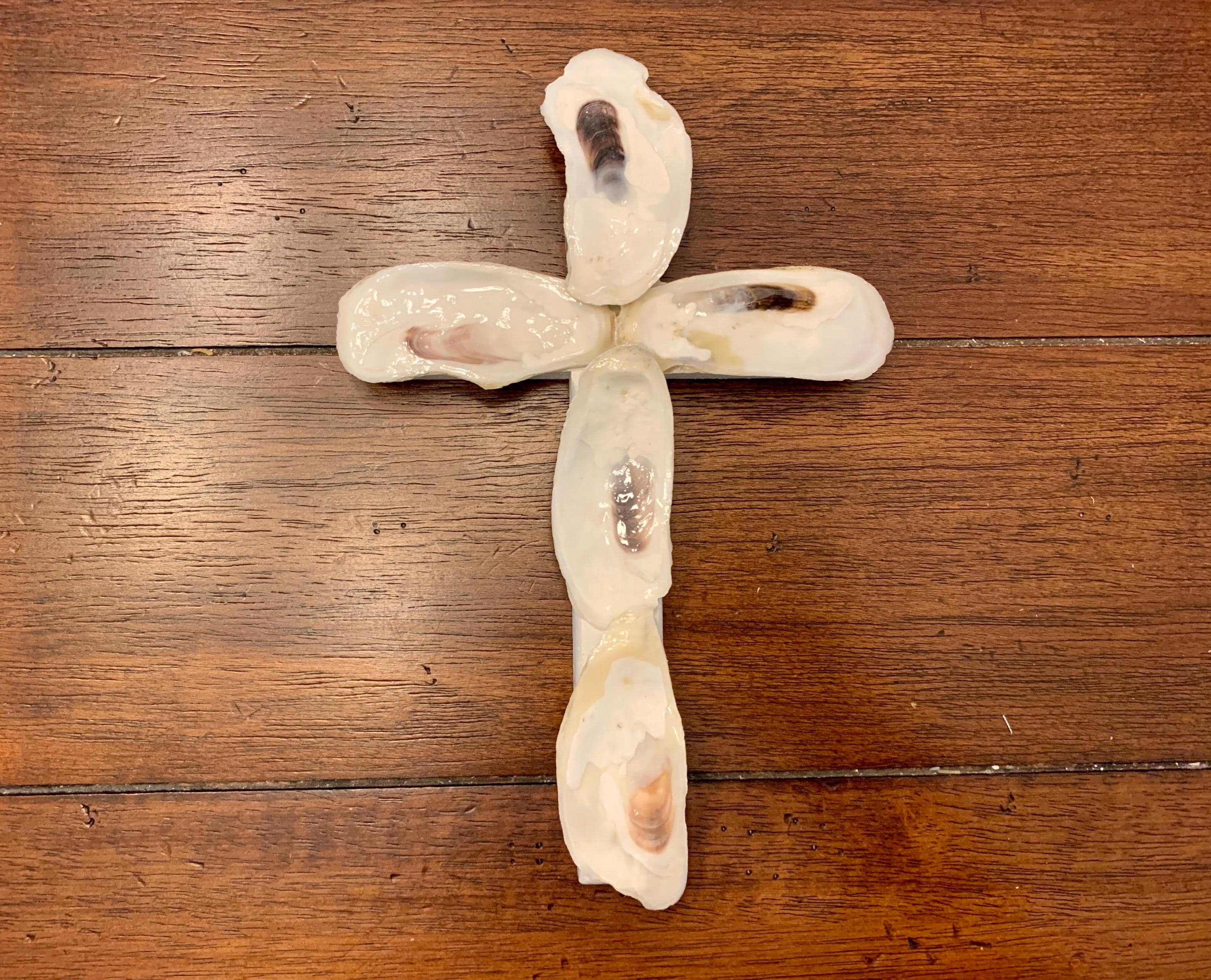 Oyster Crosses, Floral Oyster Shell Cross on Wood, Natural Gold Gilded ...
