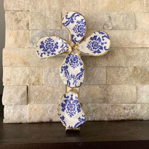 Oyster Crosses, Floral Oyster Shell Cross on Wood, Natural Gold Gilded ...
