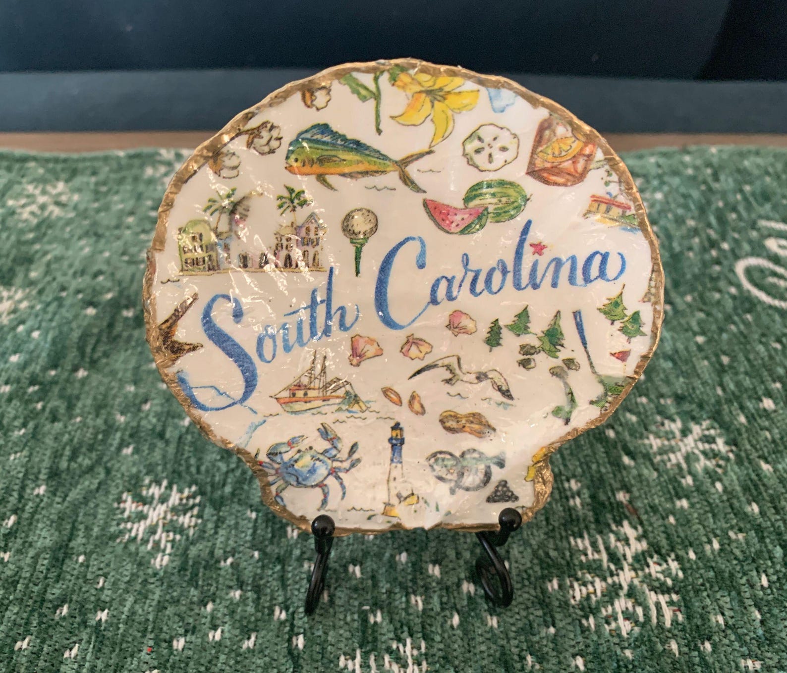 South Carolina Oyster Shell Ornament, SC State Oyster Shell Trinket ...