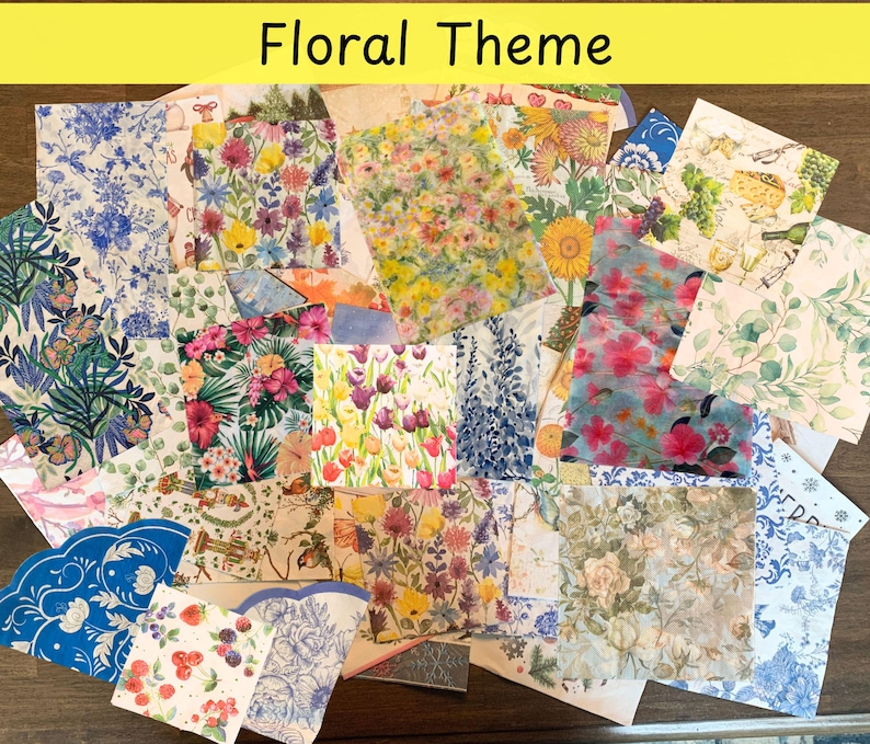 Decoupage Napkins Pairs, Floral Craft Napkins, Floral Theme, Flower ...