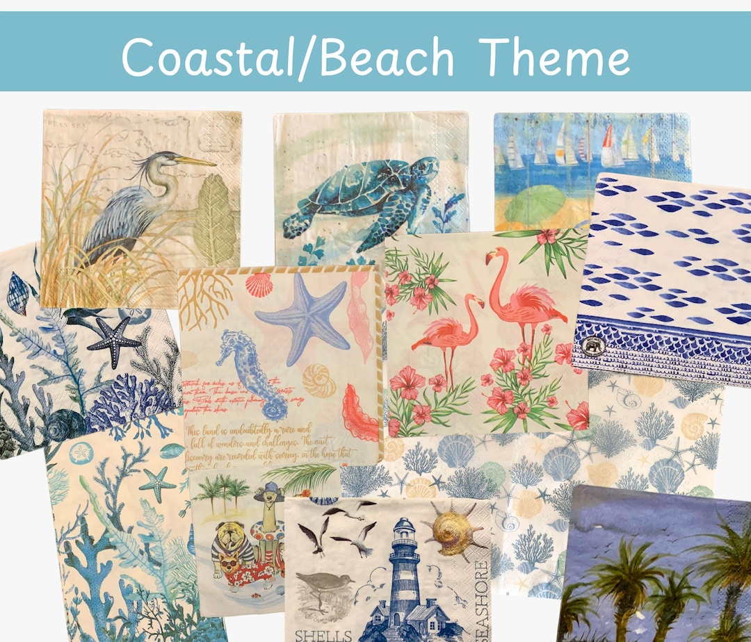 Decoupage Napkins Pair or Set of 4, Craft Napkins, Beach / Coastal ...