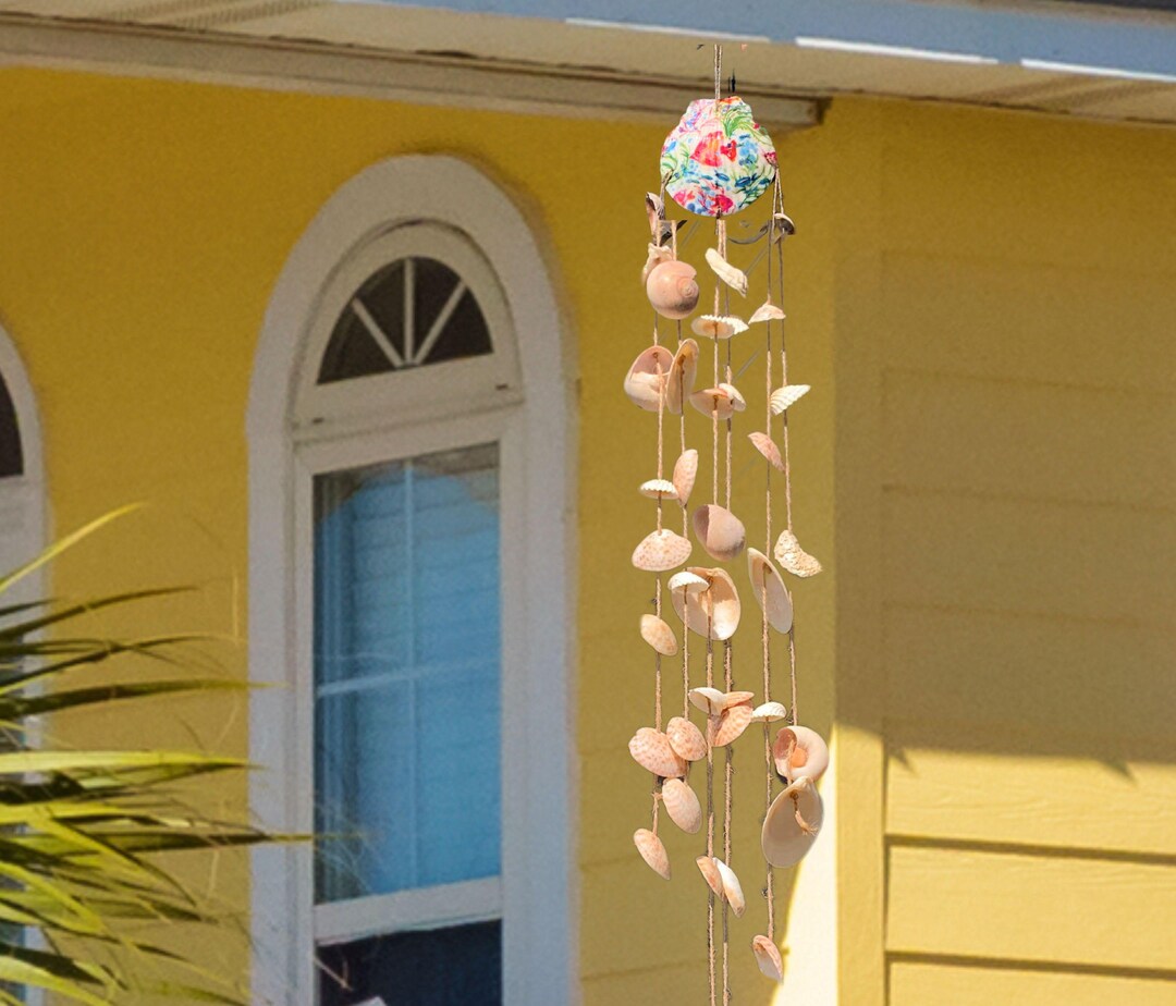 Seashell Wind Chime, Nautical Porch Decor, Tropical Fish Coastal Decor ...
